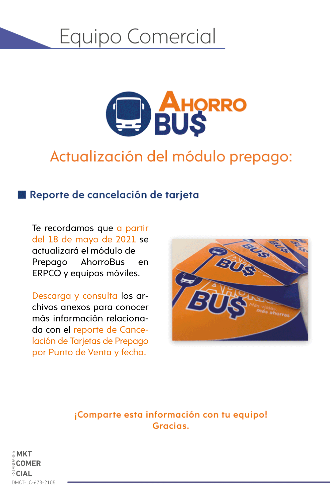 DMCT-LC-673-2105 ¡Actualizaciones Prepago Ahorrobus! Reporte de ...